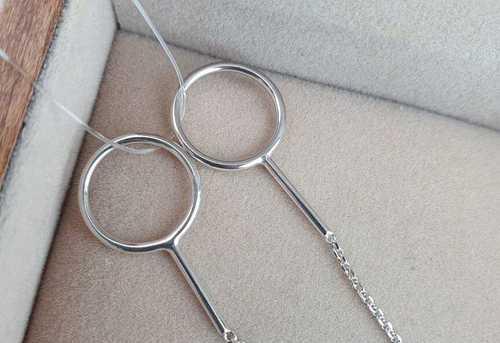 Серьги-протяжки с подвеской "Кольцо" серебряные