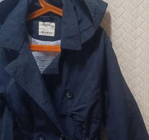 Тренч на девочку zara 9/10 140 тёмно-синий