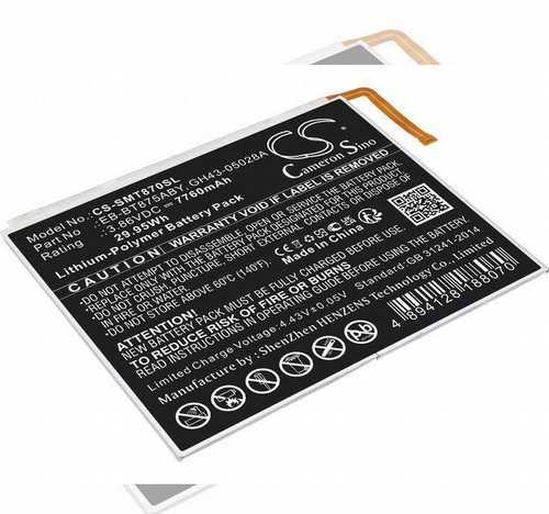 Аккумулятор CS-SMT870SL к Samsung Galaxy Tab S7 11, p/n: EB-BT875ABY, GH43-05028A