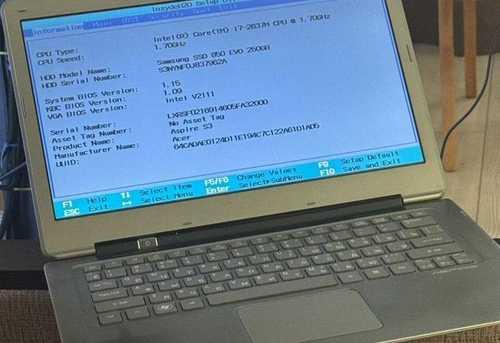 Ноутбук 13.3" Acer Aspire AS3-951, 500 ГБ, Core i7-2637M, RAM 4 ГБ, Intel HD Graphics 3000