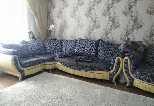 Большой угловой диван бу, раскладной + кресло