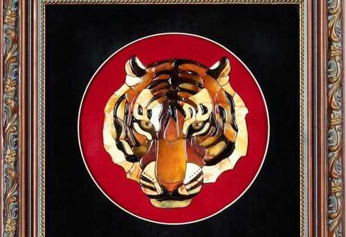 Картина из крупной янтарной мозаики "Тигр кру
