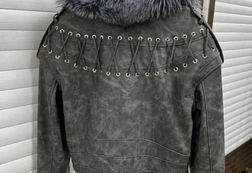 Куртка с мехом чернобурки косуха варёнка