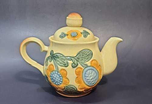 Чайник заварочный керамика Подсолнухи винтаж СССР