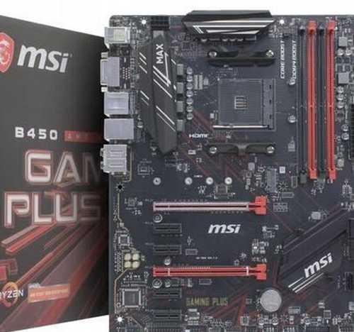 Материнская плата MSI B450 gaming plus MAX Soc-AM4 AMD B450 4xDDR4 ATX AC97 8ch(7.1) gblan raid+DVI+