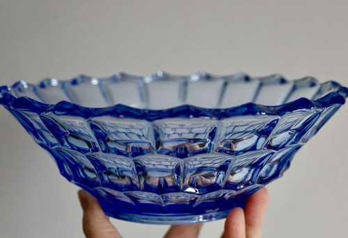 Салатник ваза из голубого стекла СССР
