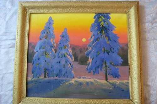 Картина Зимний лес (масло, холст) 53х47