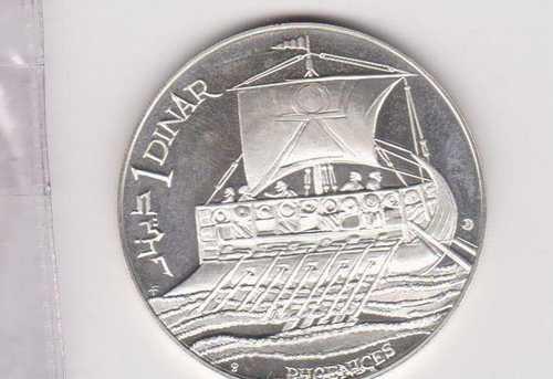 1969 Тунис 1 динар Галера Ag Proof