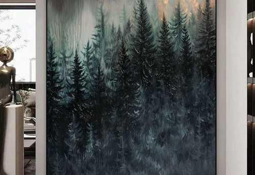 Картина маслом Лес в тумане Современное искусство