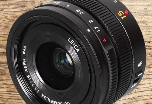 Объектив panasonic leica DG Summilux 15mm F1.7 ASP