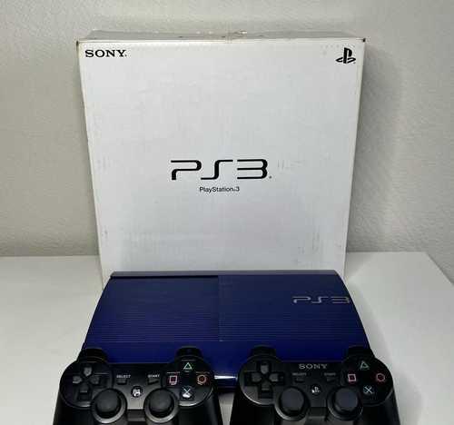 Sony PS3 Super Slim Blue (синяя) прошитая