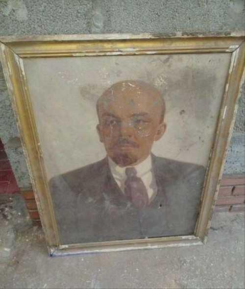 Портрет В. И. Ленин масло холст пр-ва СССР