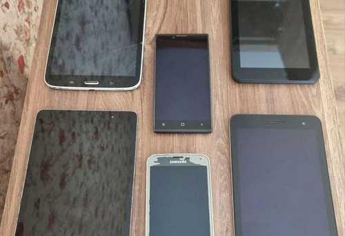 4 планшета и 2 телефона на запчасти
