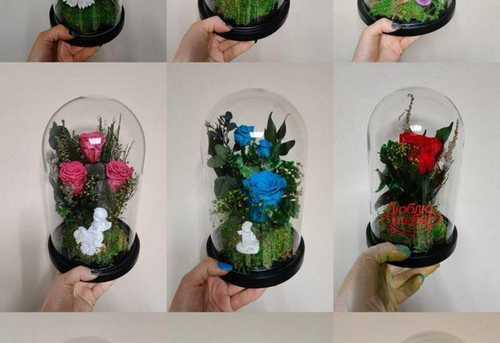 Цветы букеты в стекле, подарок, декор, арт34, от
