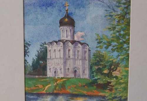 Картина акварель храм Покрова (г. Суздаль), 2012г
