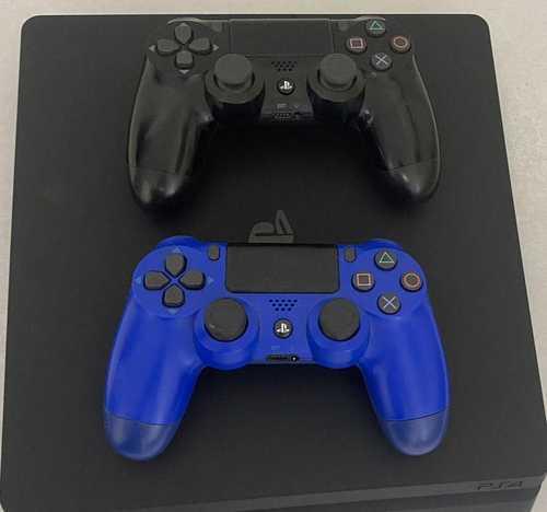 Sony PlayStation 4 Slim, 1000 гб, 2 геймпада