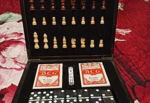 Шахматы+домино+кости+покер 4в1 подарочные