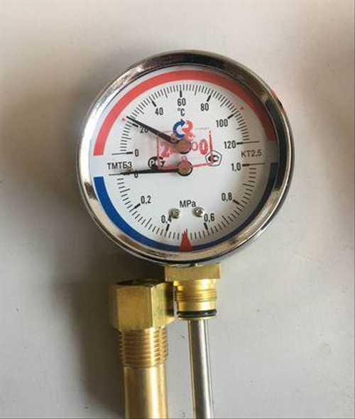 Термоманометр нижнее подключение 1/2" 10 bar 120*С