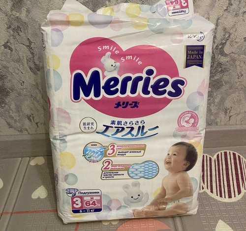 Подгузники merries 3 m