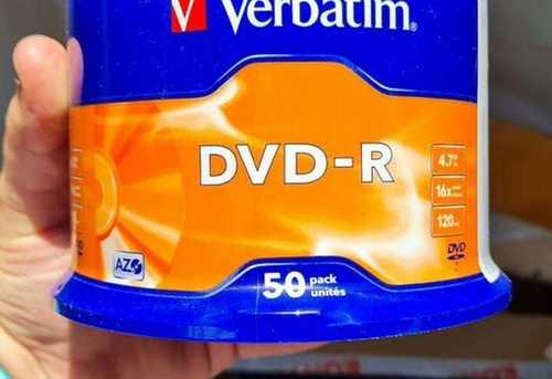 Диски для записи DVD-R Verbatim 4.7GB, 16x, 50 шт