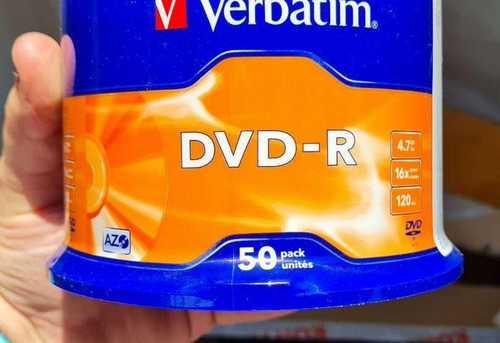 Диски для записи DVD-R Verbatim 4.7GB, 16x, 50 шт