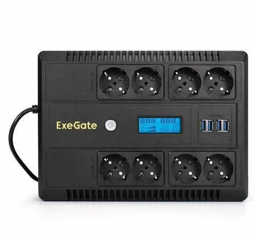 Exegate EX295013RUS ибп ExeGate NEO SMART LHB-650.LCD.AVR.8SH.CH.RJ.USB 650VA/390W, LCD, AVR, 8*Schu