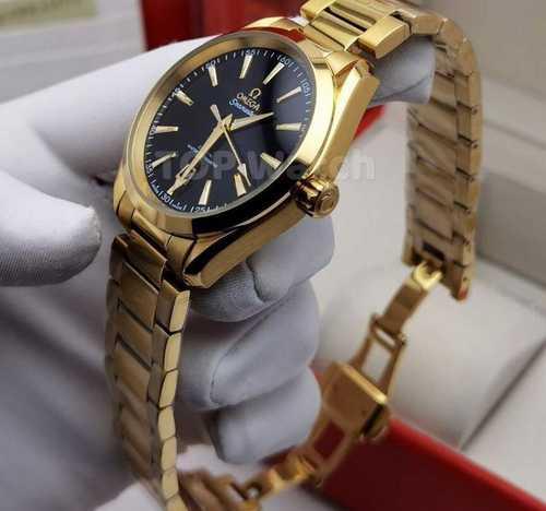 Механические мужские часы Omega aqua terra gold