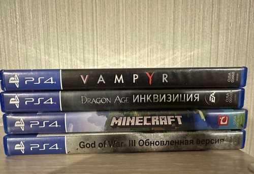 Диски PS4 Minecraft God of war 3 Vampyr Dragon Age