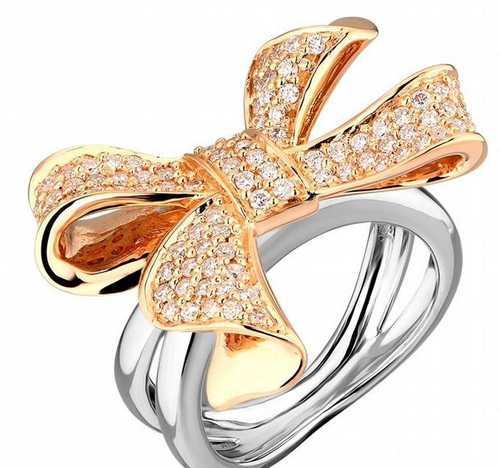 Кольцо No name White & Rose Gold Diamonds Bow