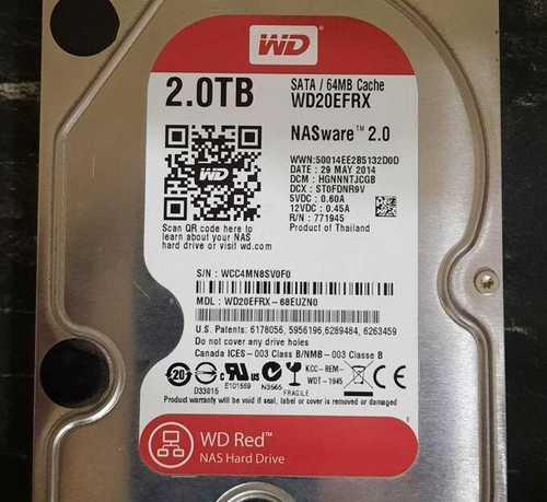Жесткий диск WD Red 2.0 TB WD20efrx