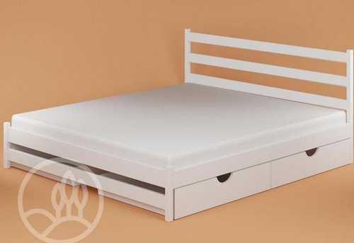 Кровать двуспальная из березы белая