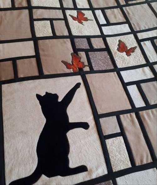 Плед с котом и бабочками