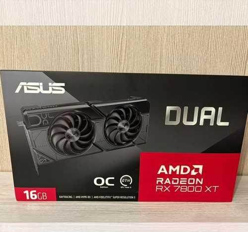 Видеокарта asus dual RX 7800 xt OC, новая