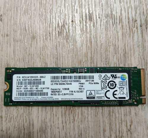 Оригинальный SSD диск M2 nvme Samsung 128gb