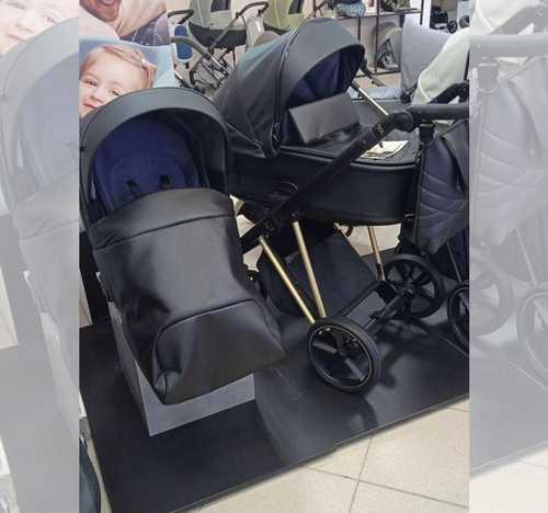 Коляска 2 в 1 Roan Sol / Black экокожа