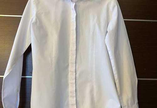 134, Рубашка, блузка, белая, хлопок, для девочки