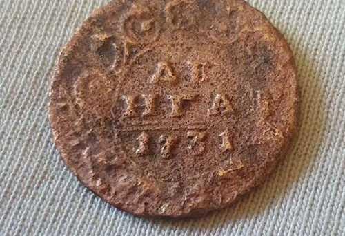 Монета денга 1731 г
