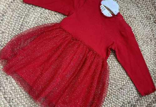 Красное нарядное платье h&m 86 92
