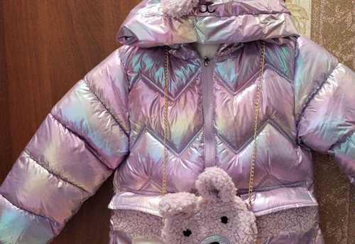 Куртка для девочки "Мишка" с сумочкой осень,зима