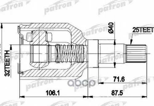 Шрус внутр лев к-кт 25x40x32 chrysler: voyager