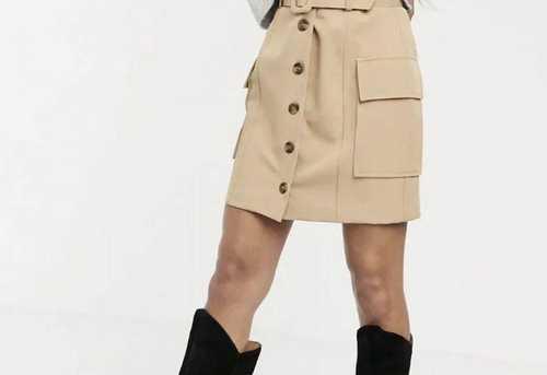 Юбка бежевая с карманами, River Island, 38 EUR