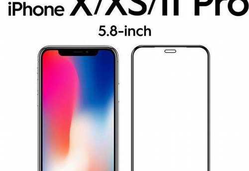 Защитное стелко на iPhone X, XS, 11 Pro 3шт+ рамка