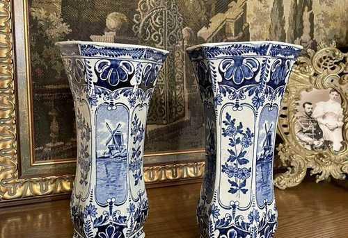 Великолепные парные вазы Делфт Delft Голландия