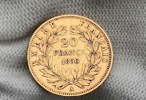 Золотая монета 1856 год Наполеон третий