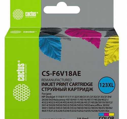 CS-F6V18AE, Картридж cactus F6V18AE Струйный Трехцве