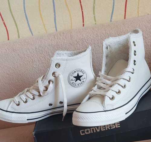 Оригинальные кожаные зимние кеды Converse 41р