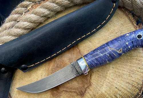 Шейный мини нож из дамасской стали