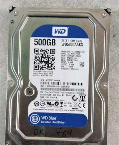 Жесткий диск 3.5" 500Gb SATA WD Blue WD5000A