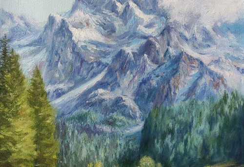 Картина маслом горный пейзаж Альпы