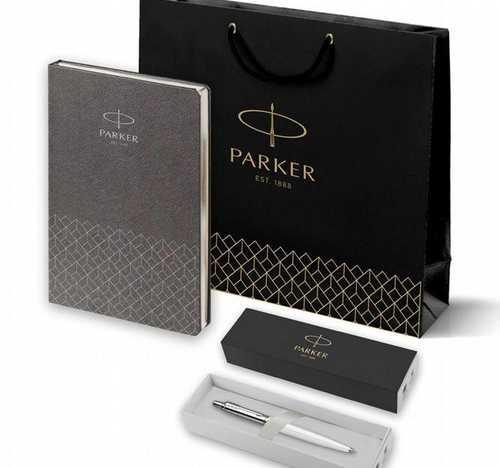 Подарочный набор: Шариковая ручка Parker Jotter   ежедневник, серый